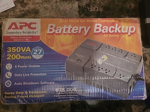 APC Battery Backup 350VA 200Watt 8 Power Outlets ES series Model ...