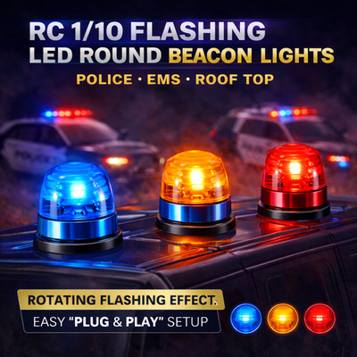 RC 1/10 Flashing LED ROUND Beacon LIGHT Police EMS Roof Top *LARGE ...