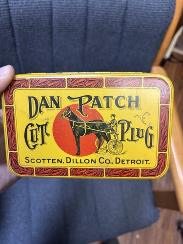 Vintage Dan Patch Cut Plug Tobacco Jockey Tin Cigar Yellow Red Early | eBay