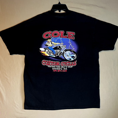 1990s Vintage Cole Custom Motorcycles T Shirt Size XL Derry, PA | eBay