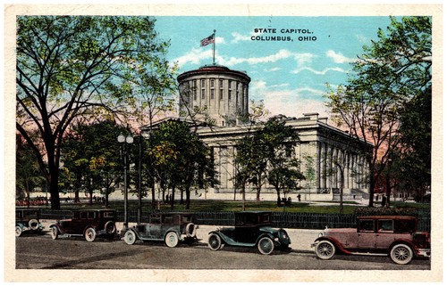 Columbus, OH State Capitol Exterior Flag Greek Revival 1930s Vehicles ...