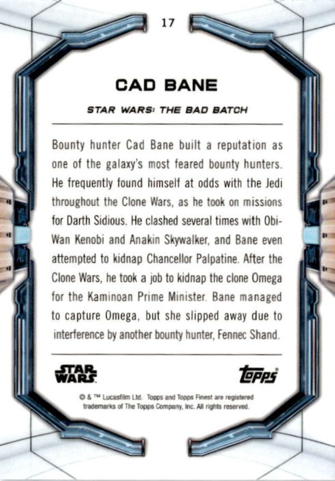 2022 Topps Finest Star Wars #17 Cad Bane Card | eBay