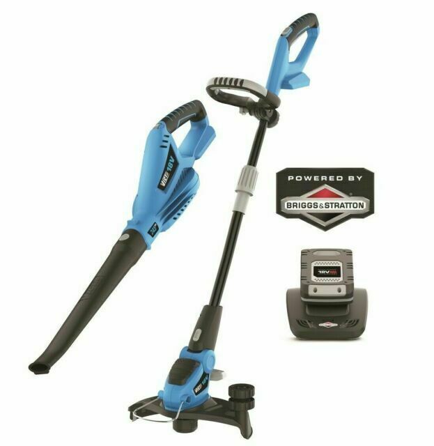 2 Piece VICTA 18V Cordless Electric Line Trimmer & Blower 5Ah Battery ...