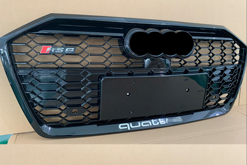 RS6 Style Front Bumper GlossBlack Honeycomb Mesh Grille For Audi A6 S6 ...
