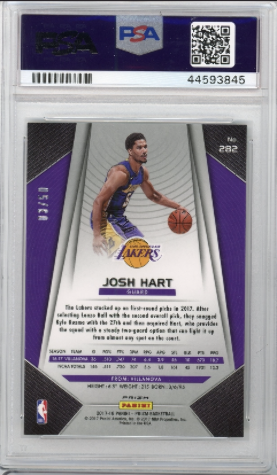 JOSH HART 2017 PANINI PRIZM FAST BREAK PRIZM PINK ROOKIE RC #1/50 PSA ...