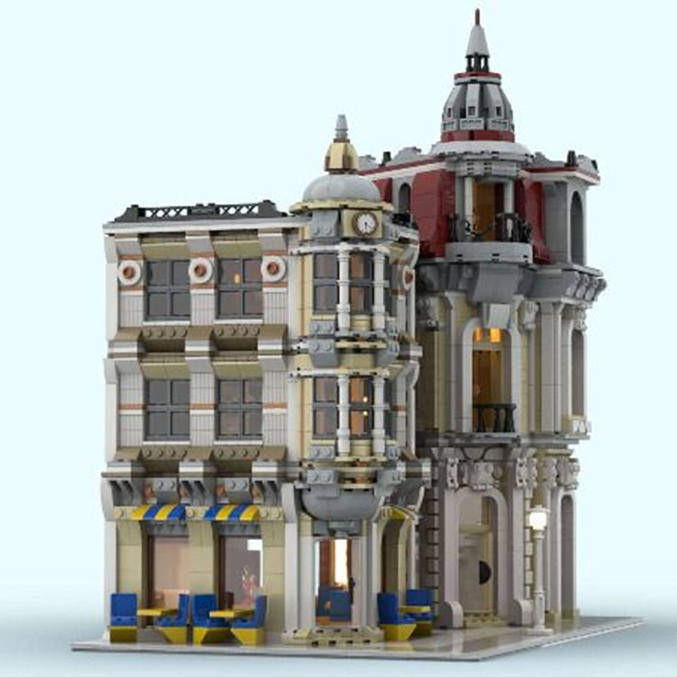 2-in-1 Modular Corner Buildings Architecture with Interior 3971 Pieces ...