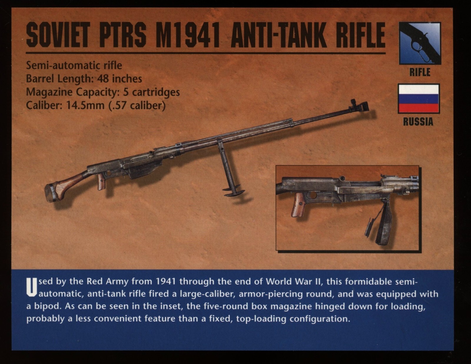 Soviet PTRS M1941 Anti Tank Rifle Atlas Classic Firearms Card | eBay