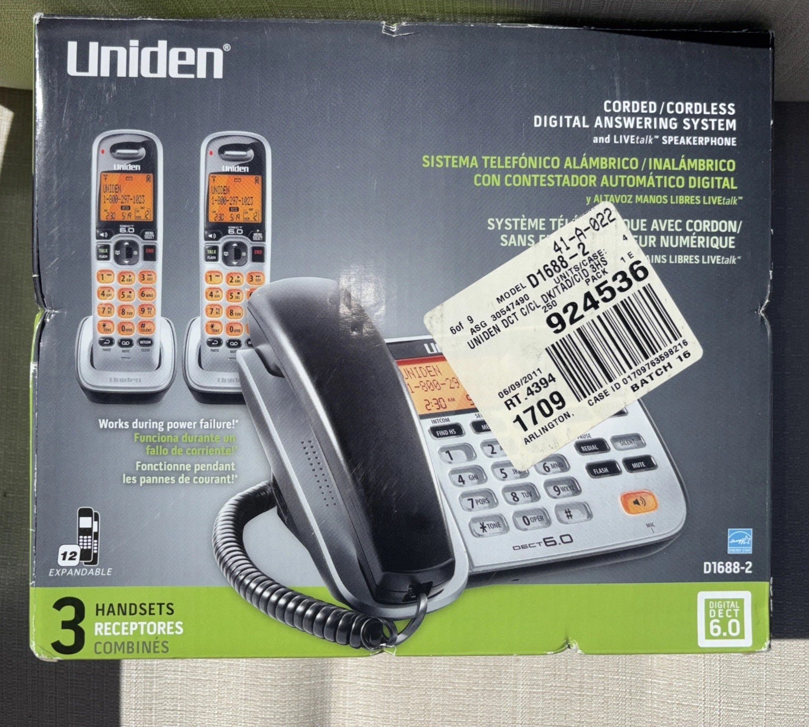 Uniden D1788-2 1.9 GHz Dual Handsets Single Line Corded / Cordless ...
