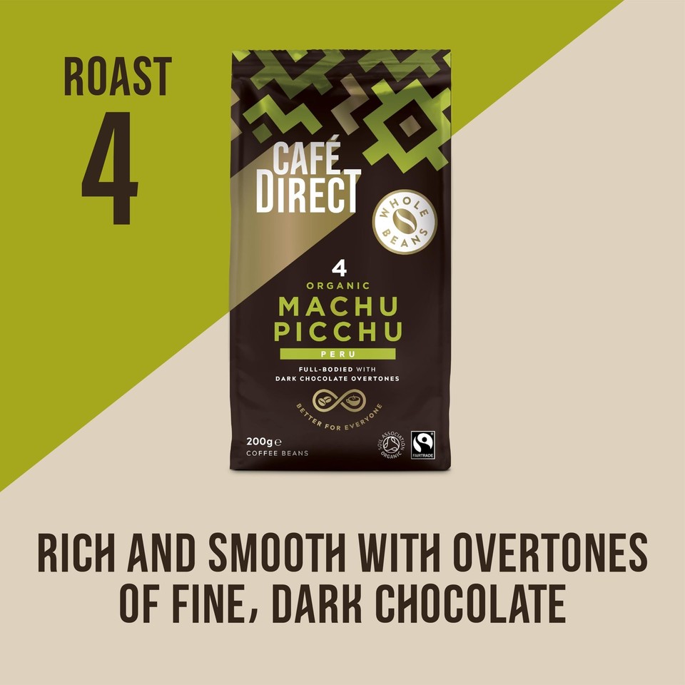 Cafédirect Fairtrade Machu Picchu Whole Bean Arabica Coffee, 200 g ...
