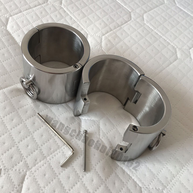 Heavy 6CM High Stainless Steel Shackle Handcuff Ankle-Wrist Cuffs ...