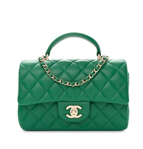 Chanel Mini Flap Green Top Handle Bag 22A | eBay