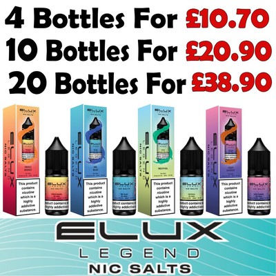 Elux Nic Salt 10ml E Liquid Vape Juice 50VG/50PG Multi Discount ...