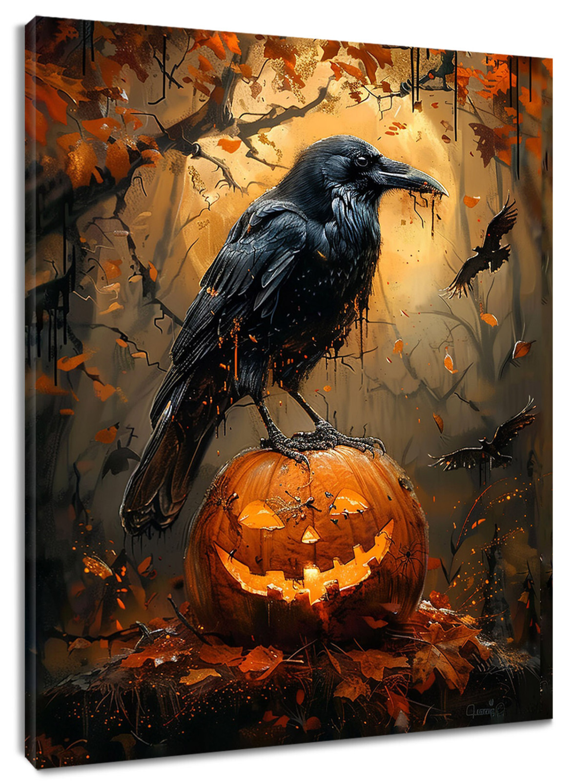 Creepy Black Crow Halloween Canvas Wall Art Decor For Living Room 8x10 ...
