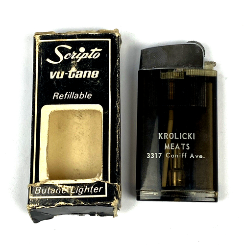 Scripto Lighter Krolicki Meats Hamtramck Michigan Vu-Tane VU Butane USA ...