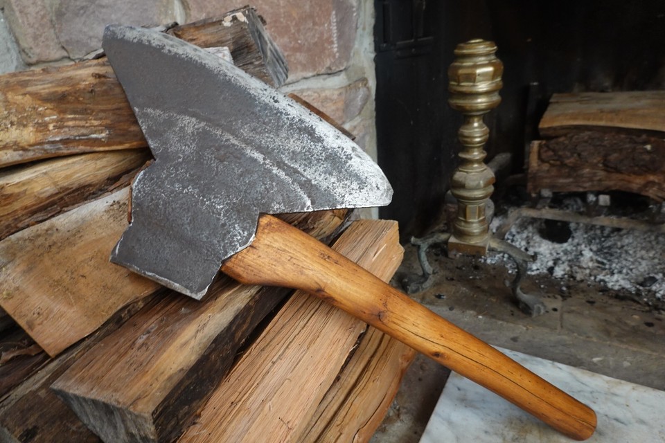 Antique FORGED IRON "G.W.P. & STESI" HEWING BROAD AXE 12" Timber ...