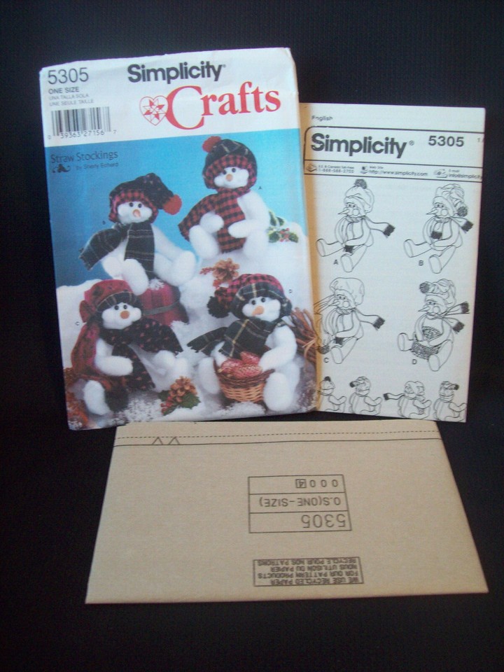 Vintage Simplicity Crafts Pattern 5305 Snowmen People Size: 16" UC/FF ...