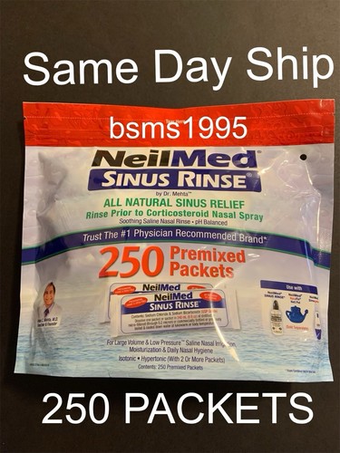 NEILMED SINUS RINSE 250 PACKETS PREMIXED REFILL ALLERGY EXPIRES 6/2027 ...