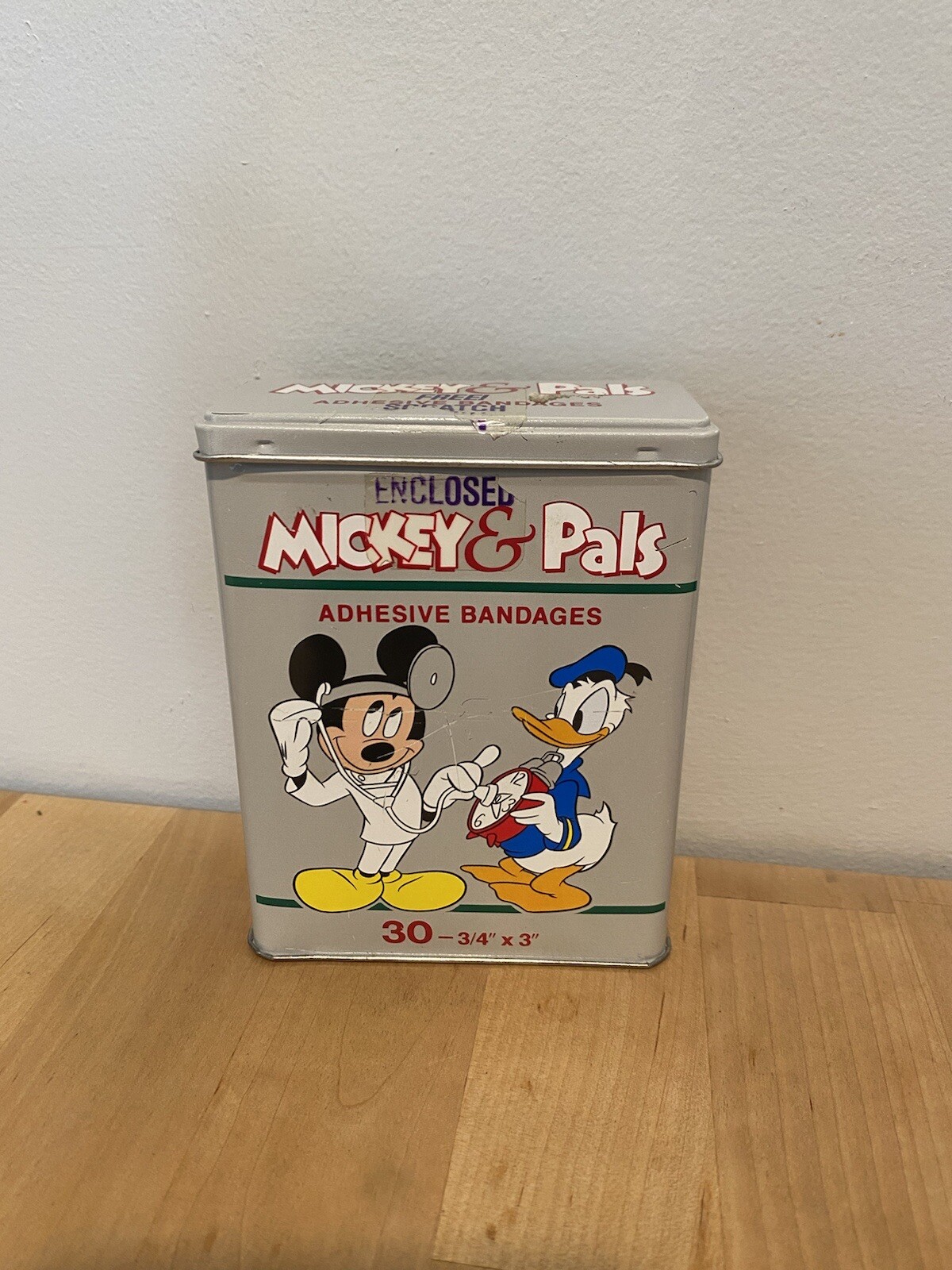 Vintage Disney Mickey Mouse & Pals Adhesive Bandages Donald Duck Tin ...