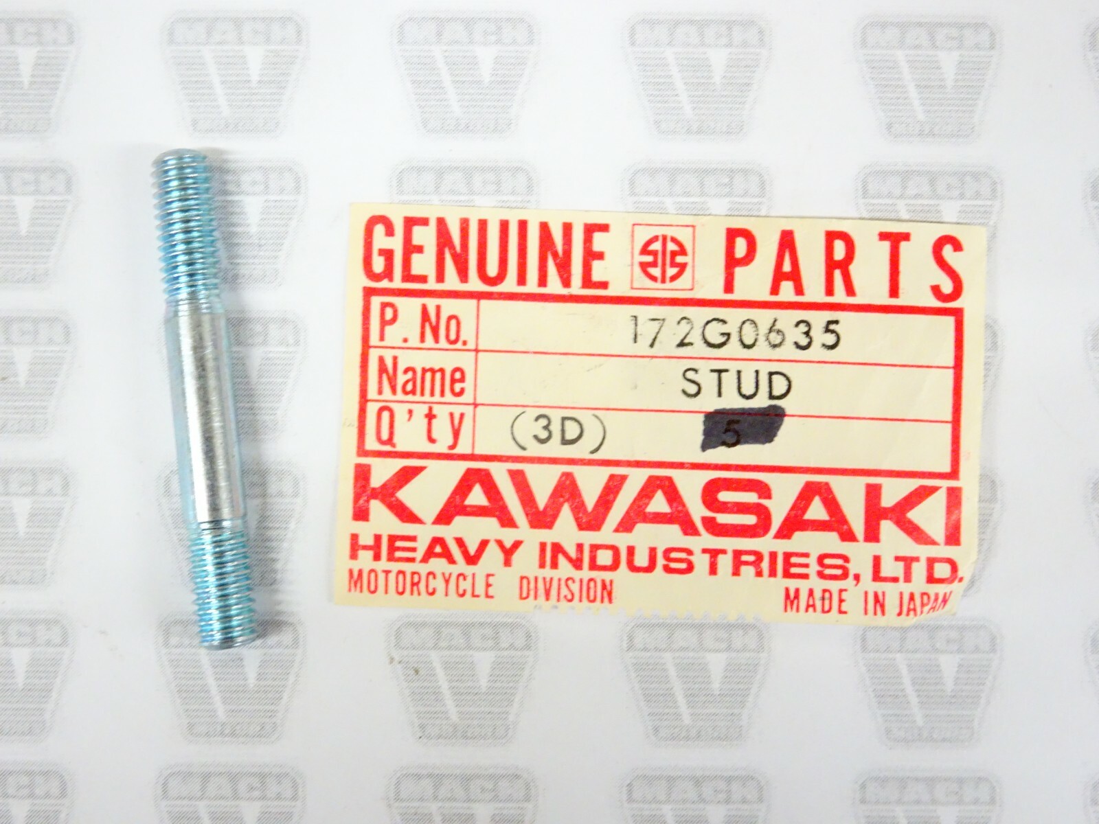 Kawasaki NOS NEW 172G0635 Stud 6x35 H1 H2 S1 S2 S3 A1 A7 KH A1SS A7SS ...