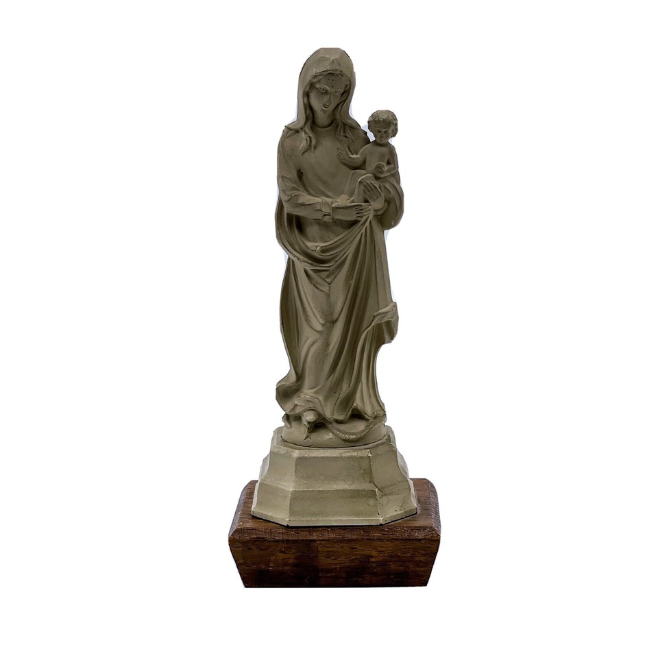 Scultura Vintage Di Madonna Su Base In Legno "Maria Immacolata Con ...