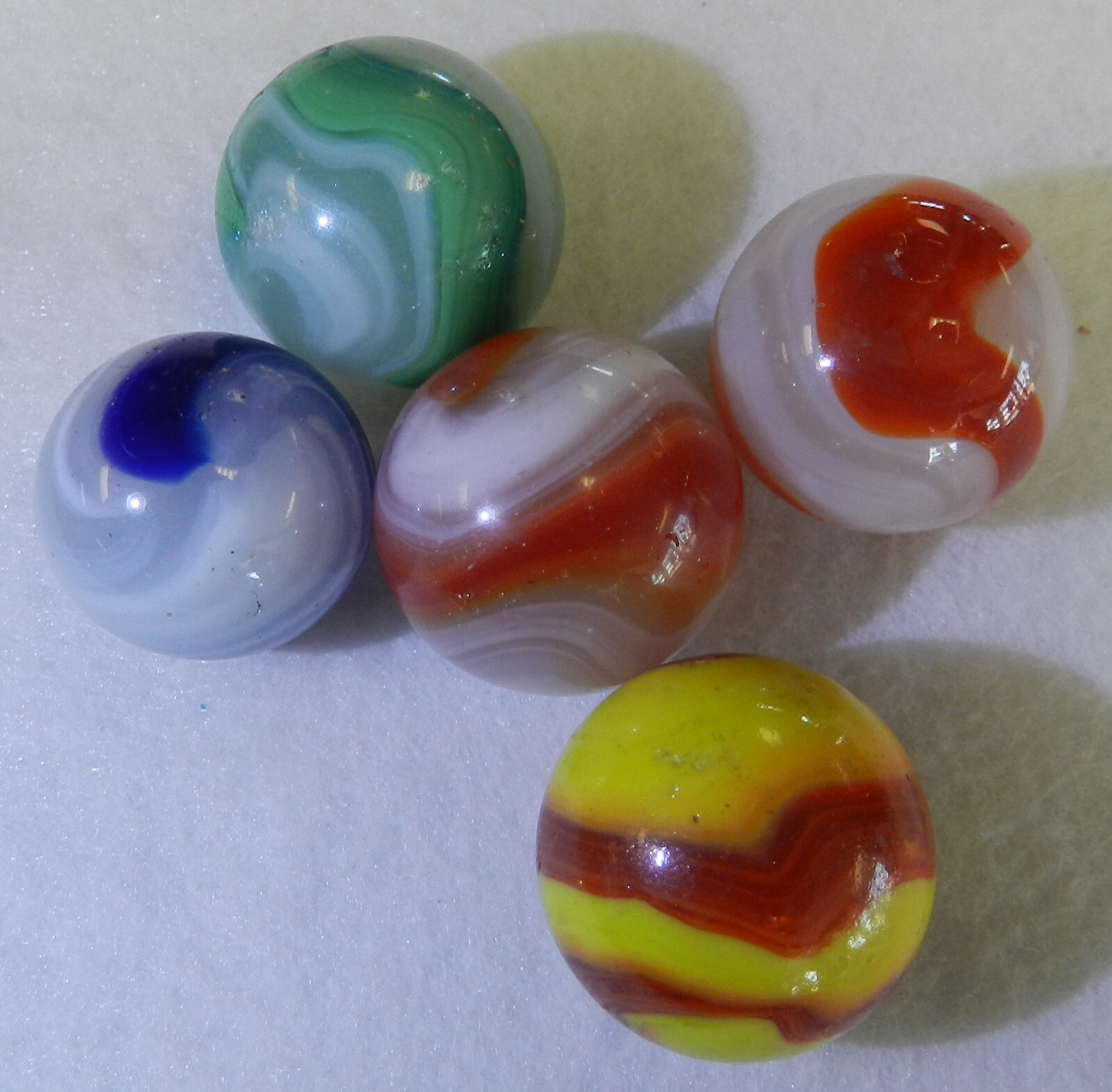 #19021m Cull Group of 5 Vintage Akro Agate Corkscrew Shooter Marbles ...