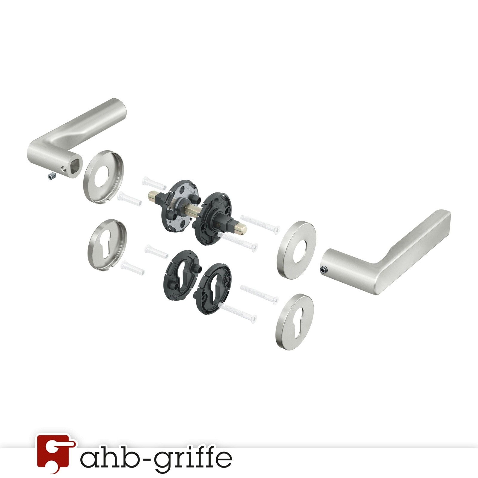 FSB Türgriff 1102 Alu natur / schwarz Rosette Bauhaus BB Türbeschlag ...