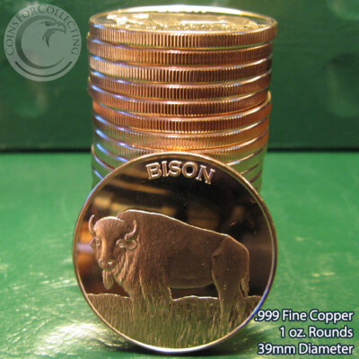 20 "Bison" Wildlife Series 1oz .999 Copper 20 rounds 1 Roll in Tube | eBay