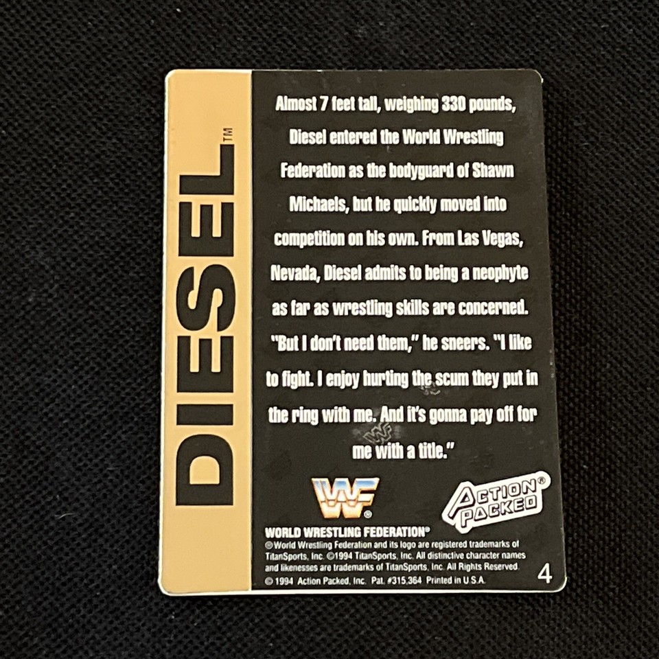 DIESEL KEVIN NASH 1994 ACTION PACKED WWF ROOKIE SIGNED AUTOGRAPHED CARD ...