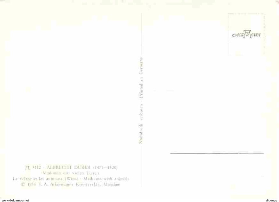 Art - Peinture Religieuse - Albrecht Durer - La Vierge et les animaux ...