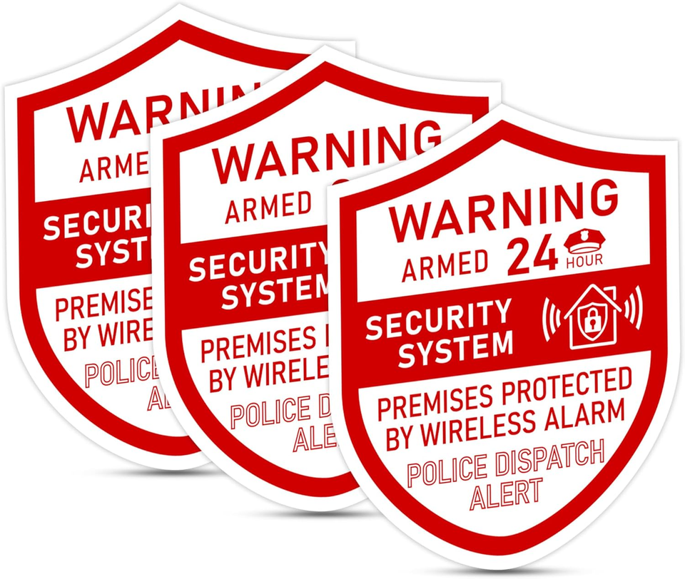 3PCS Security Alarm System Sign for Home，Self-Adhesive Weatherproof 24 ...