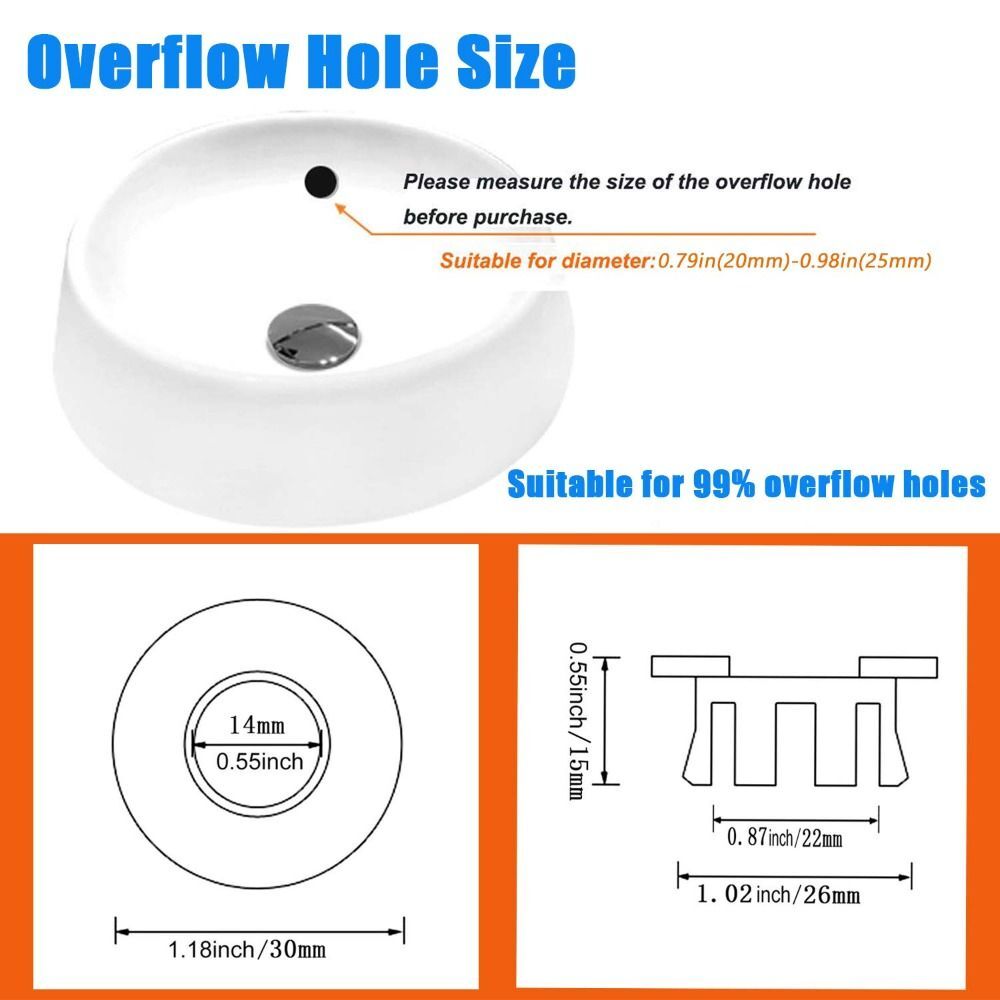 3 Pcs Round Overflow Ring Brushed Nickel Hole Caps Basin Trim Bathroom ...