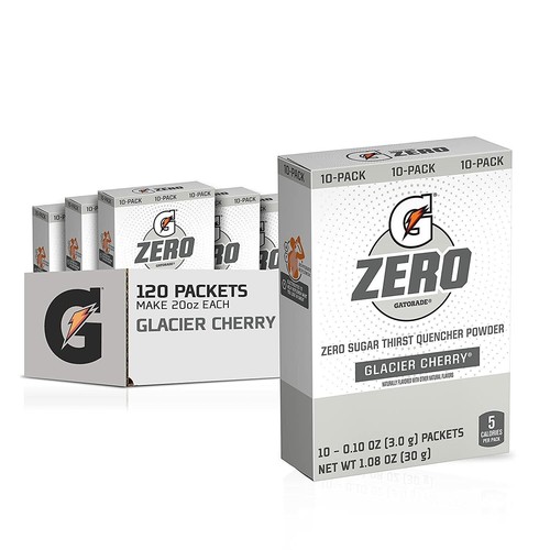 GATORADE G ZERO Glacier Cherry SUGAR FREE 10 Single Packets 1 Box ...