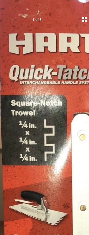 (2x) Hart Quick Tatch 1/4" X 1/4" X 1/4" Square Notch Trowel ** NEW ...