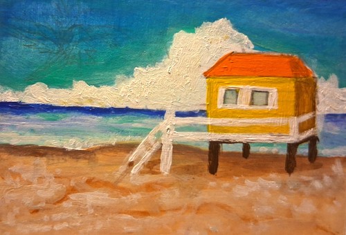 NFAC Original Miniature Painting ACEO Primitive Yellow House on the ...