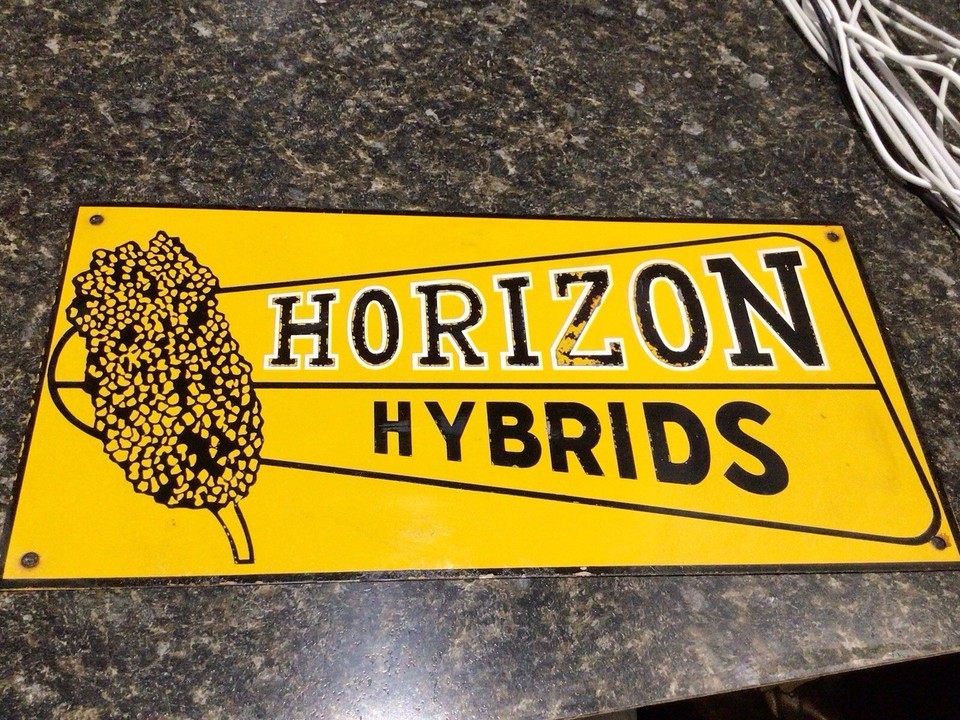 Vintage Horizon Hybrids Metal Seed Corn Sign -Original Agriculture ...