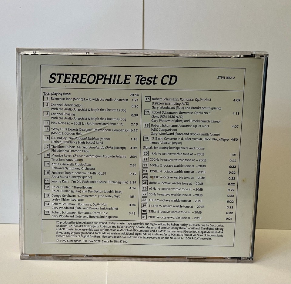 Stereophile TEST CD 1 1990 Audiophile technical signal Vtg | eBay
