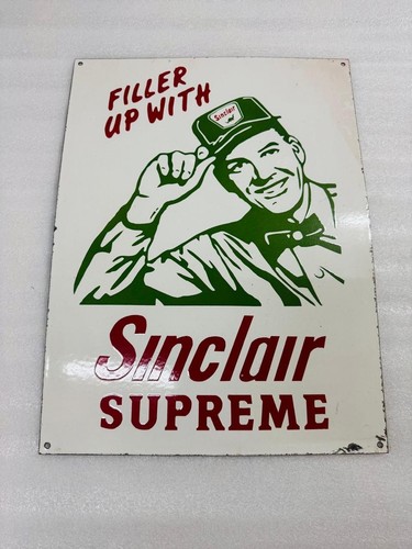 Vintage porcelain Enamel Sinclair 24 x 18 inch double side sign board ...