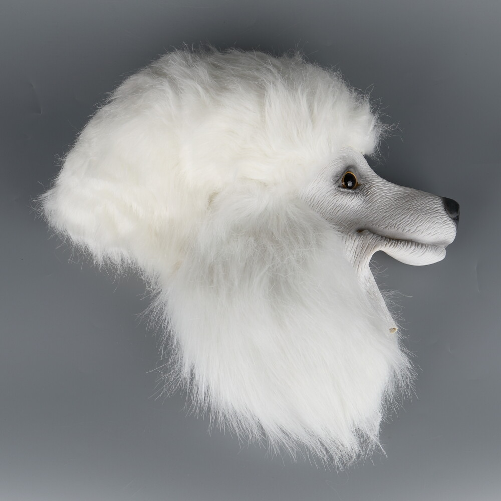 White Poodle Head Dog Mask Realistic Animal Latex Mask Cosplay ...