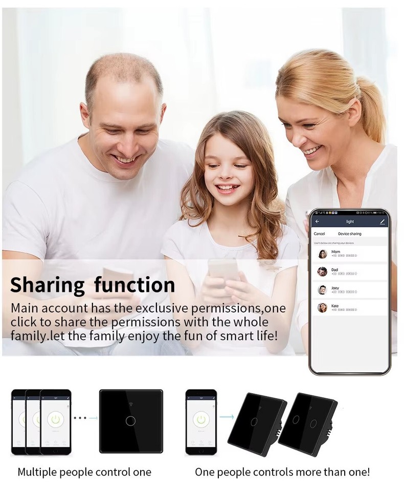 1 Gang Tuya Smart Wifi Touch Light Switch NO Neutral Wire Required - UK ...