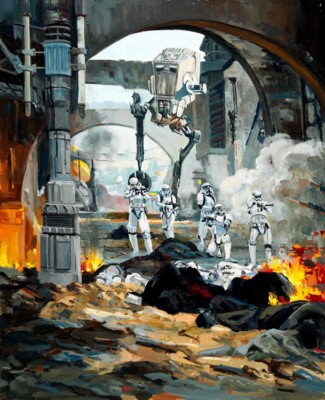 Empire AT-ST Stormtroopers Jedha Impressionism Star Wars Fine Art ...