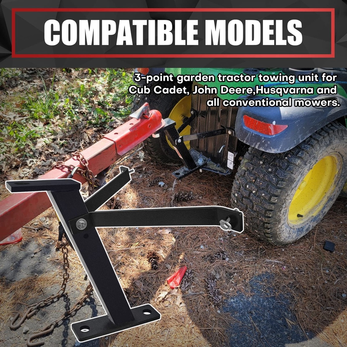 John Deere Garden Tractor Hitch Adjustable Lawn Mower Trailer Towing