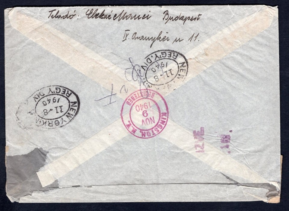 HUNGARY 1940 Censored Airmail Cover to USA. Transatlantic Clipper | eBay