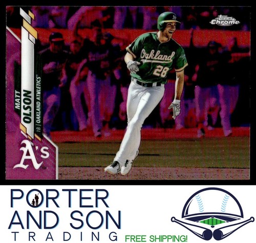 Matt Olson 2020 Topps Chrome Pink Refractor #183 Oakland Athletics ...