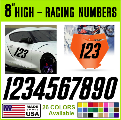8" 8 inch Racing Numbers Vinyl Decal Sticker for Bike Plate Motocross ...