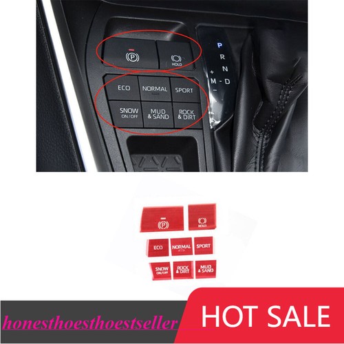 Red Aluminum Electronic Handbrake Decoration 8PCS Fit For Toyota RAV4 ...