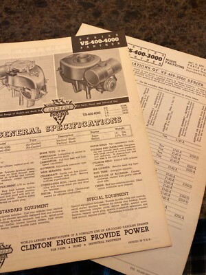 clinton engine vs 400-4000 illustrated parts list,antique clinton ...