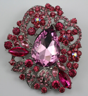 Pink Fancy Austrian Rhinestone Crystal Brilliant Bridal Wedding Brooch ...