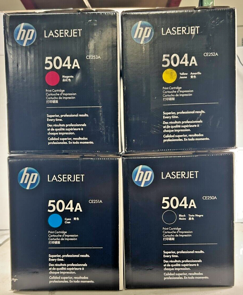 Genuine HP 504A Color Toner 4 Pack for Color LaserJet Pro CP3525 ...