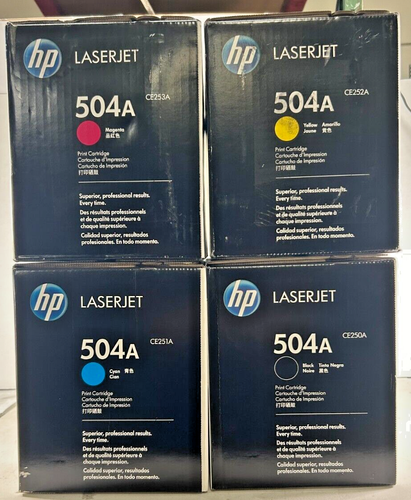Genuine HP 504A Color Toner 4 Pack for Color LaserJet Pro CP3525 ...