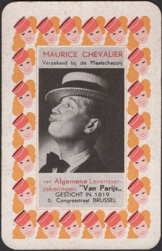 Playing Cards Single Card Old Vintage * MAURICE CHEVALIER * French ...